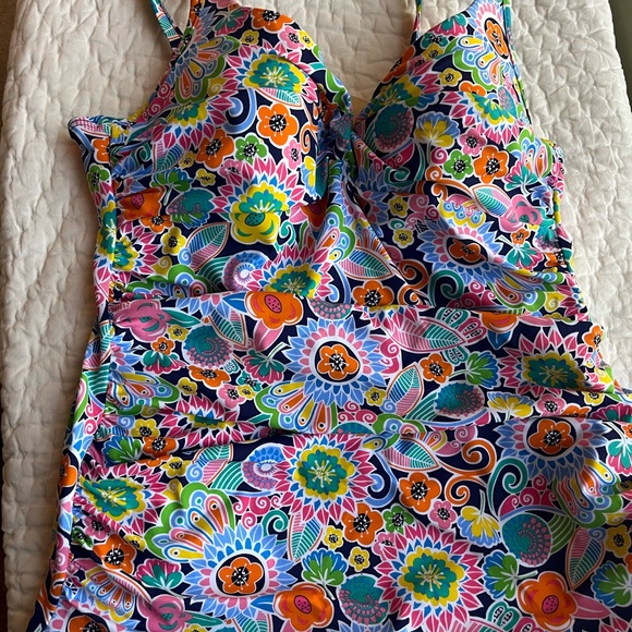 Talbots | Swim | Blue And Pink Tankini Swimsuit With Vibrant Floral ...